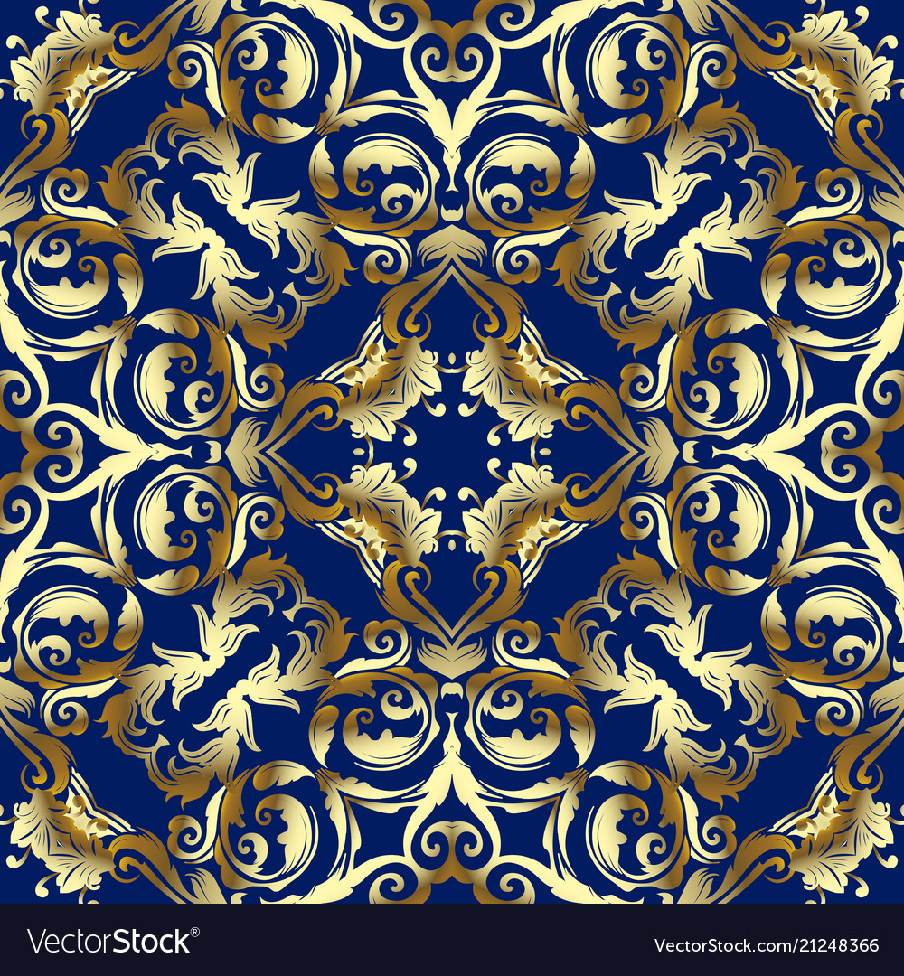 Baroque gold seamless pattern Royalty Free Vector Image