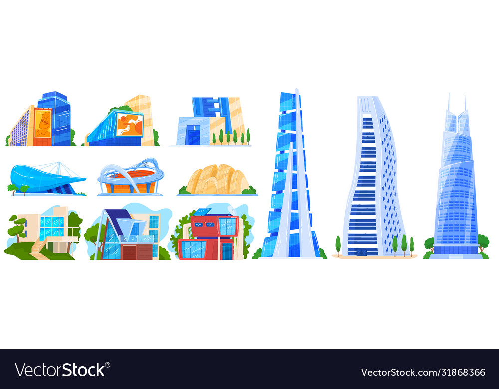 City modern building set Royalty Free Vector Image