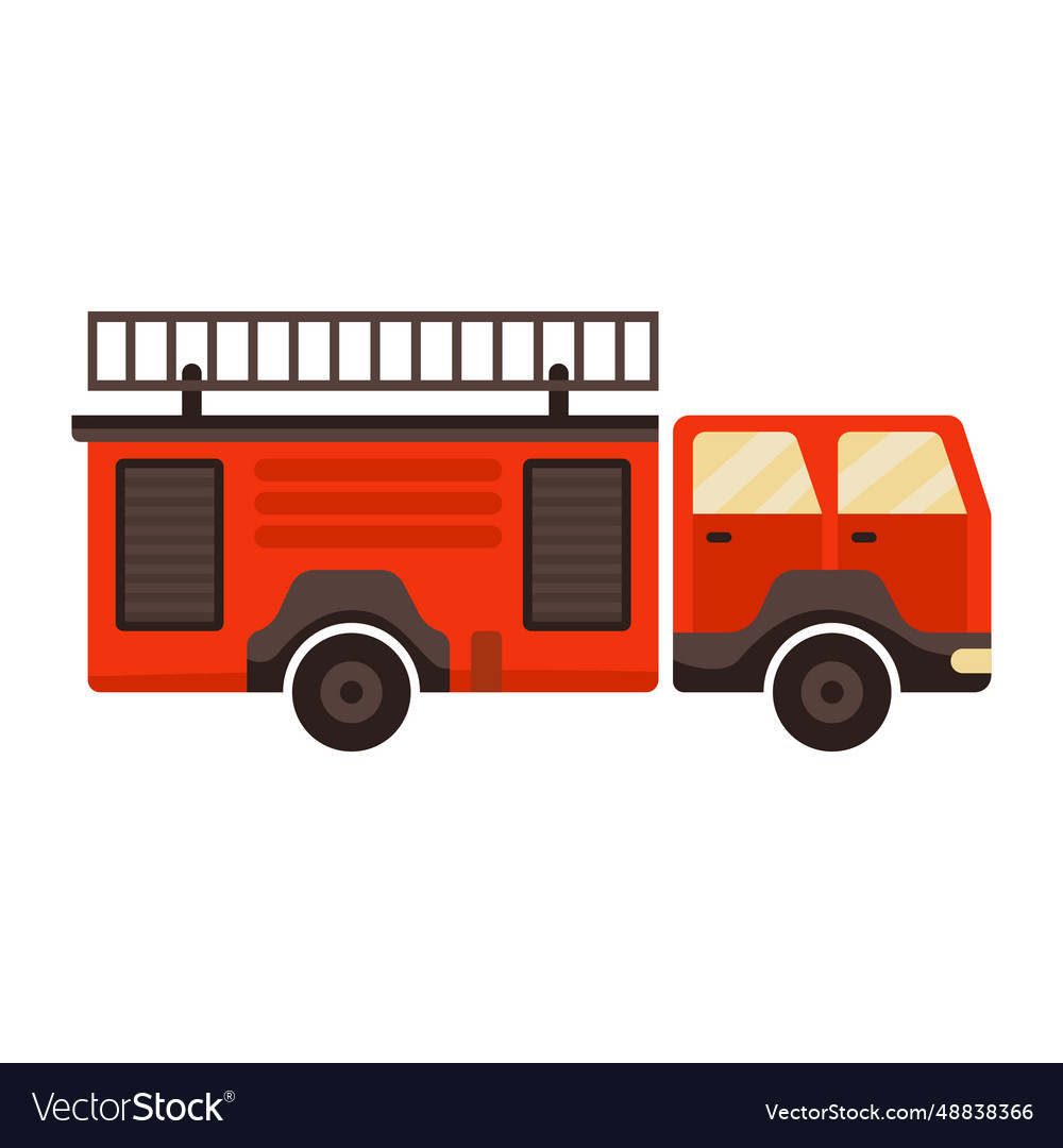 Fire engine colorful flat Royalty Free Vector Image