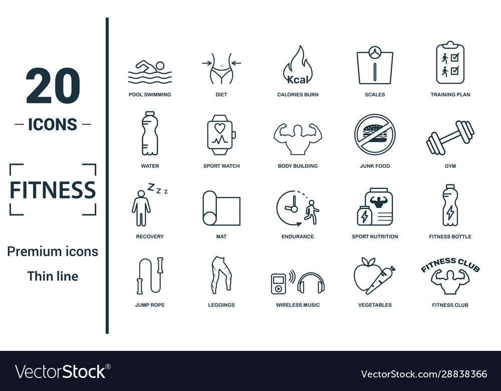 Fitness icon set include creative elements pool Vector Image