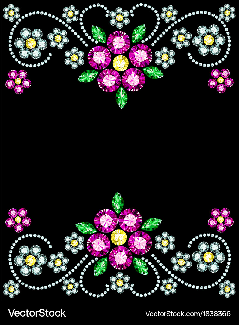 Gem flowers frame Royalty Free Vector Image - VectorStock