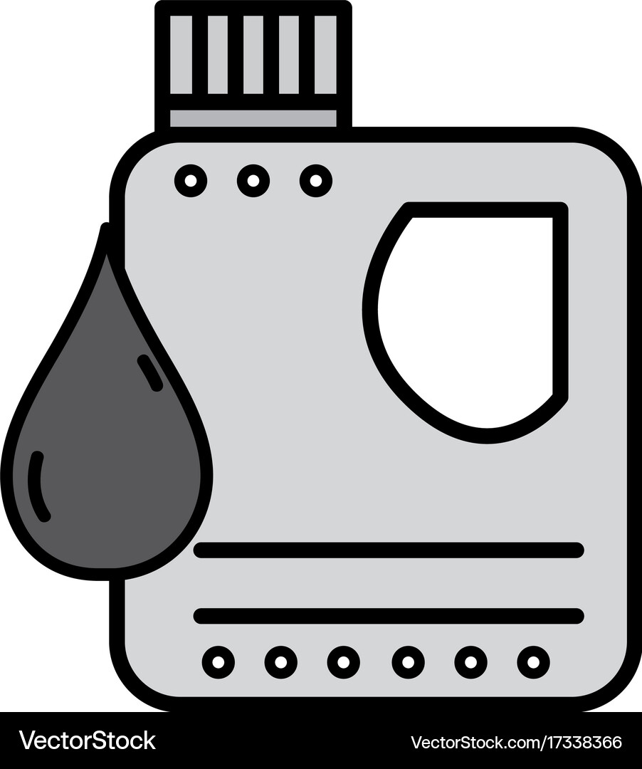 Grayscale gasoline bottle with drop to car Vector Image