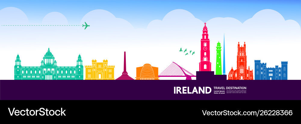 Ireland travel destination Royalty Free Vector Image