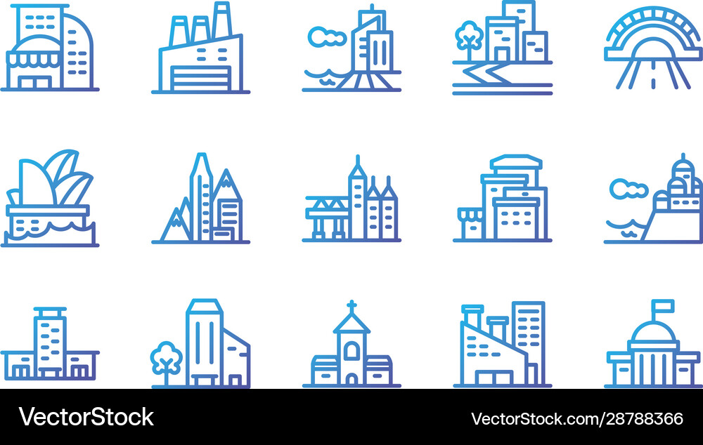 Isolated city buildings icon set design Royalty Free Vector