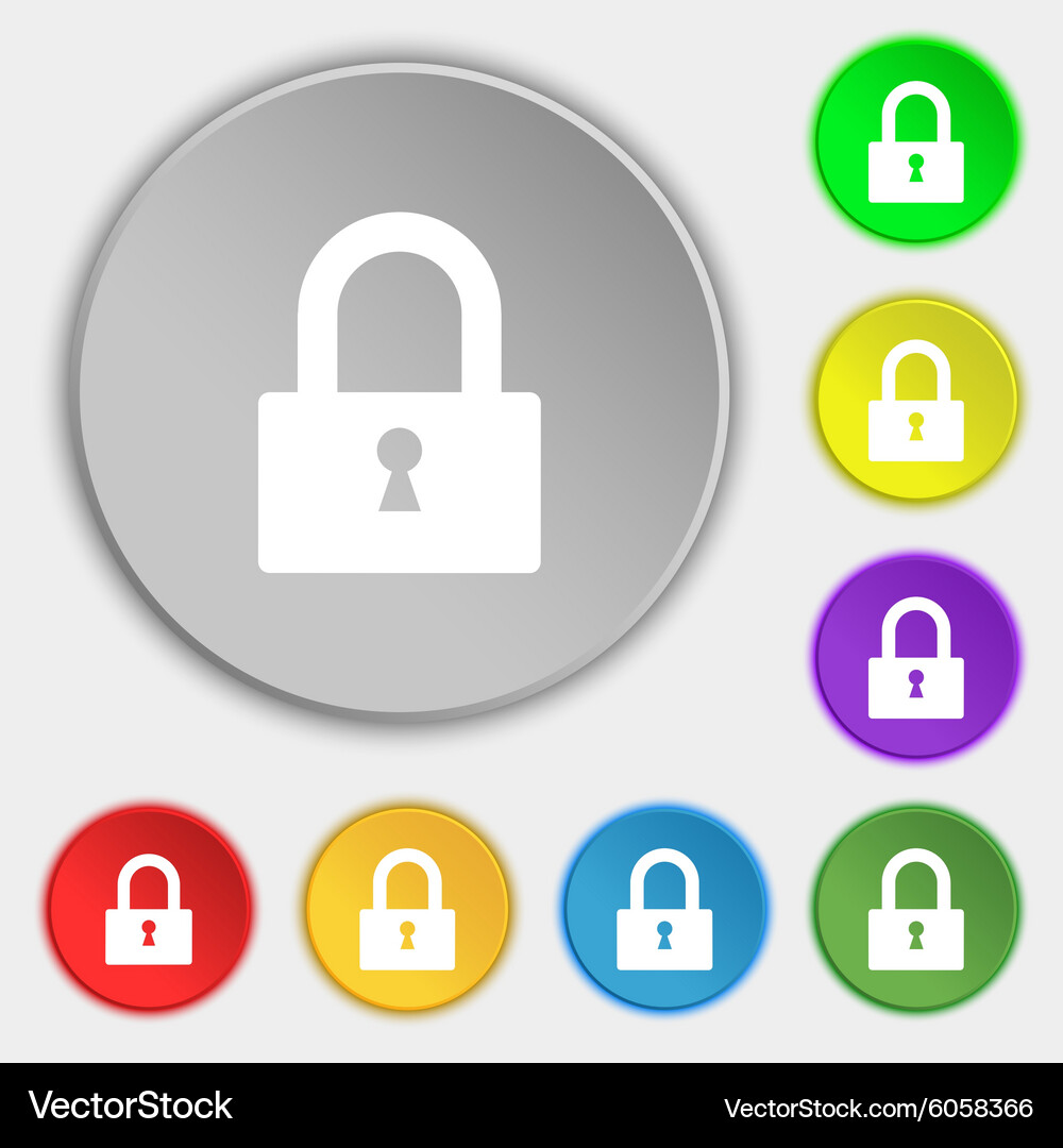 Lock sign icon locker symbol symbols on eight flat