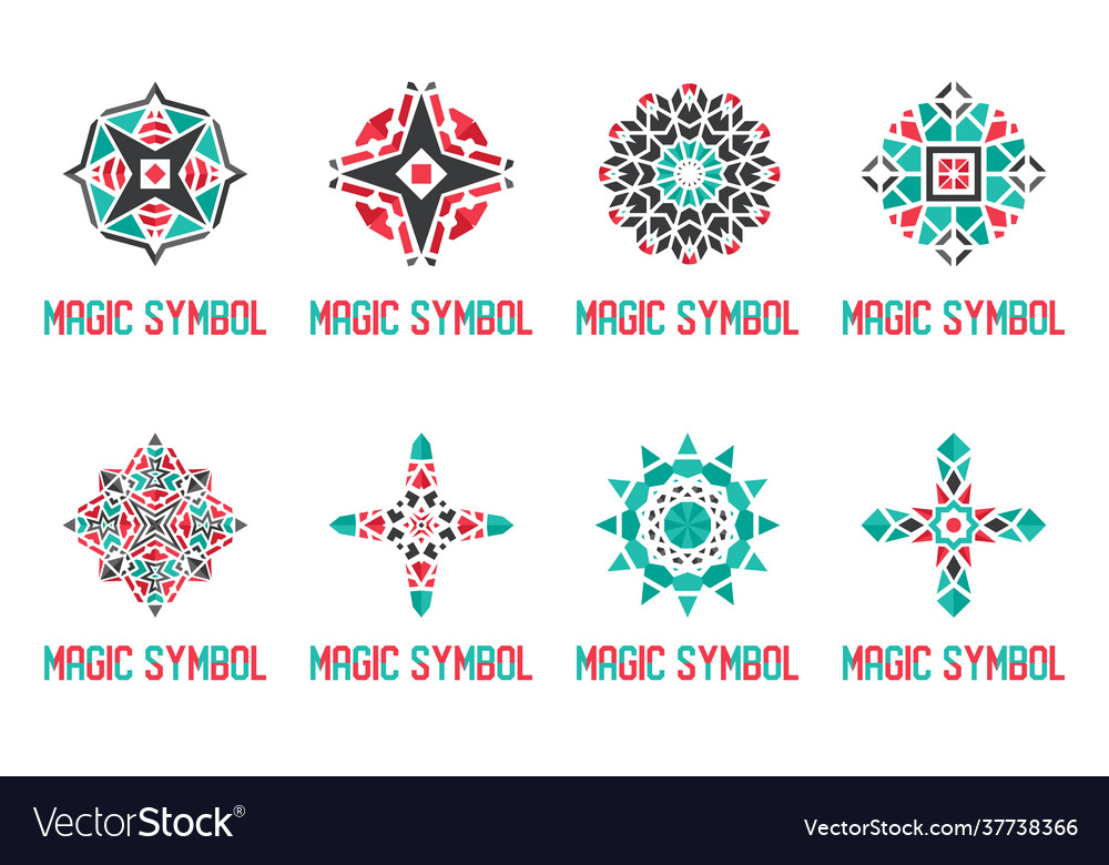 Mosaic geometric emblems set Royalty Free Vector Image