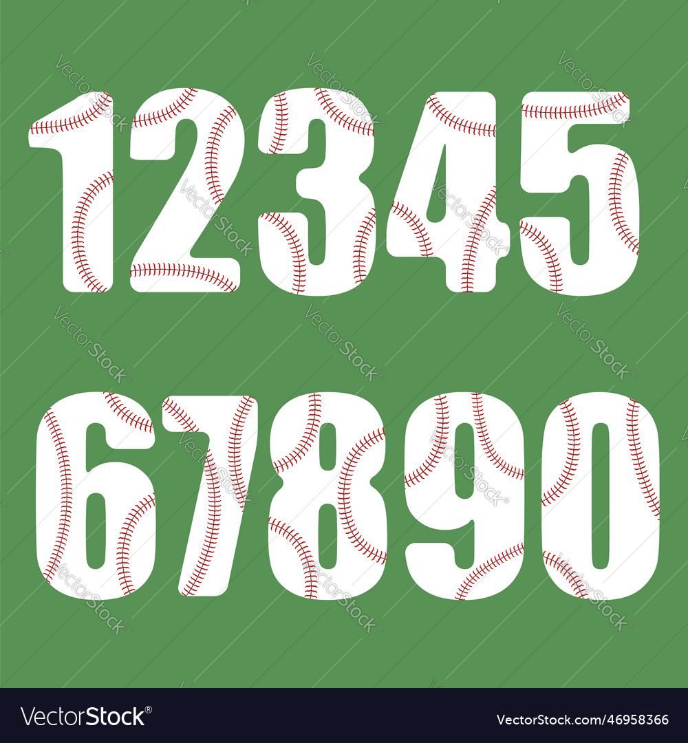 Set of baseball numbers on green background Vector Image