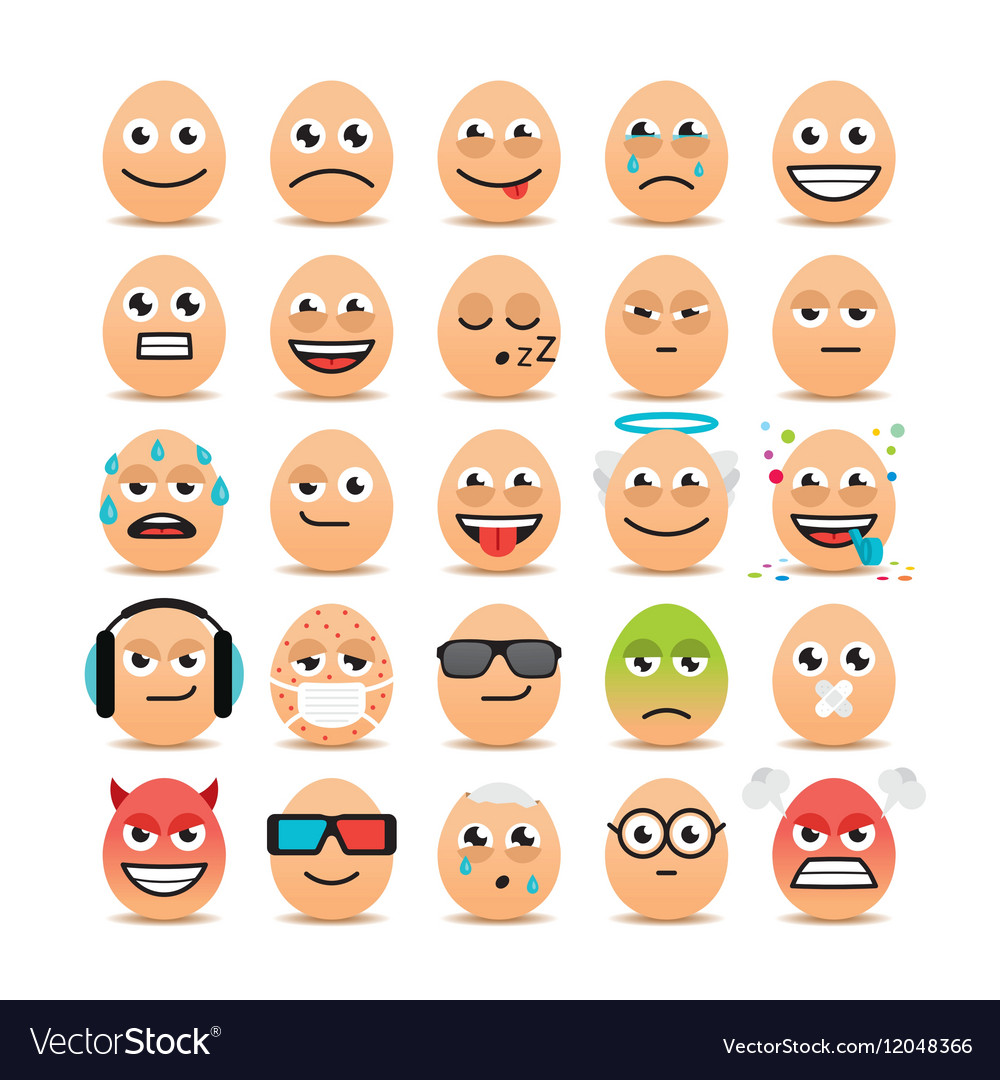 Set of Easter eggs emoticons Royalty Free Vector Image