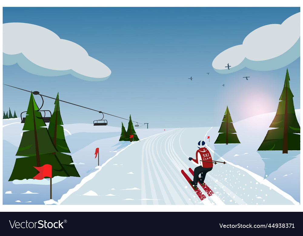 A skier in the mountains Royalty Free Vector Image