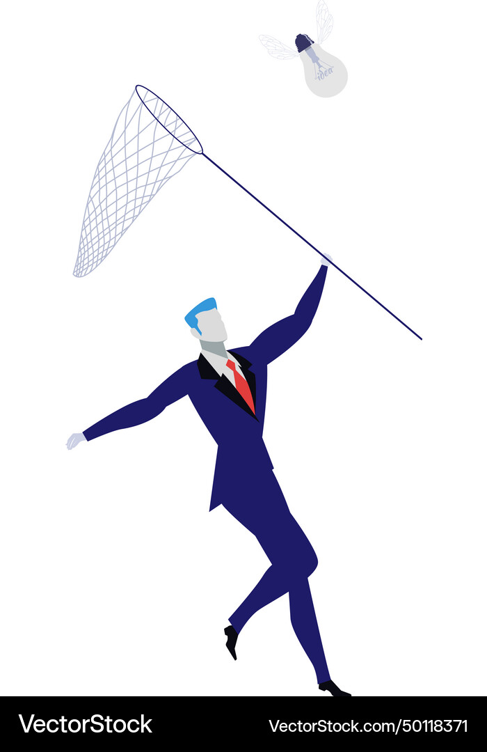 Business man with net catching idea icon Vector Image