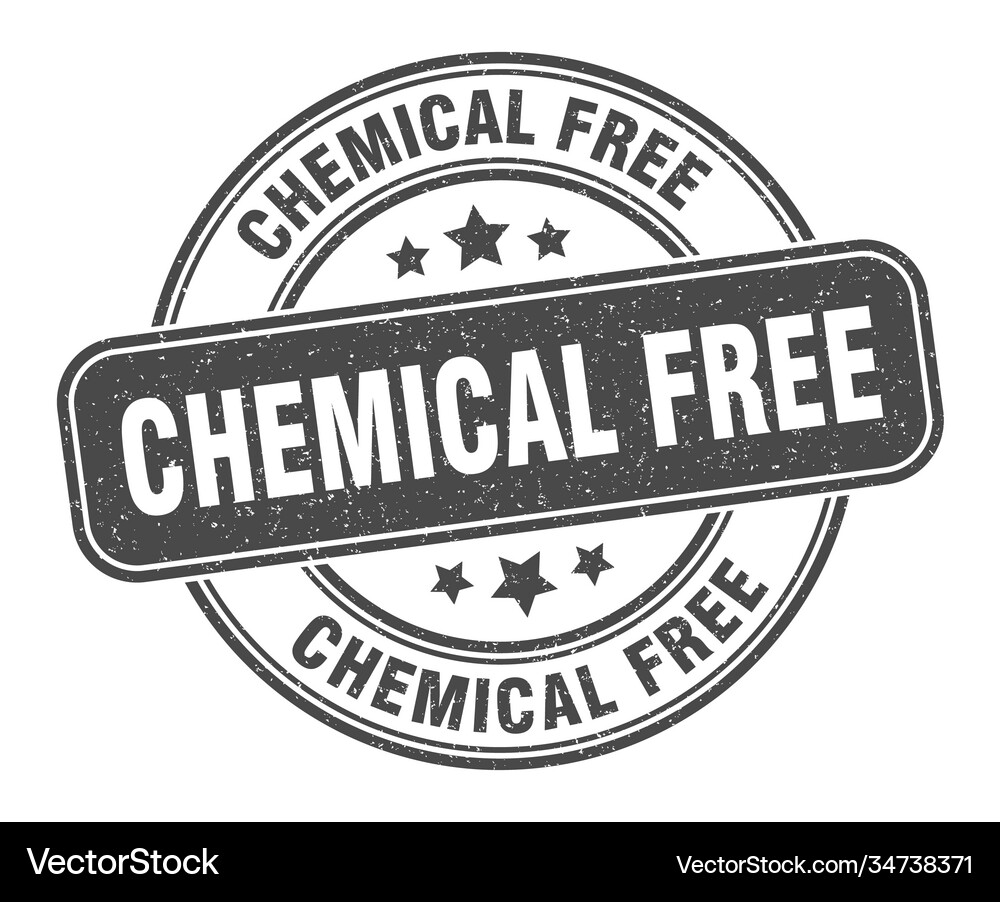 Chemical free stamp label round Royalty Free Vector Image