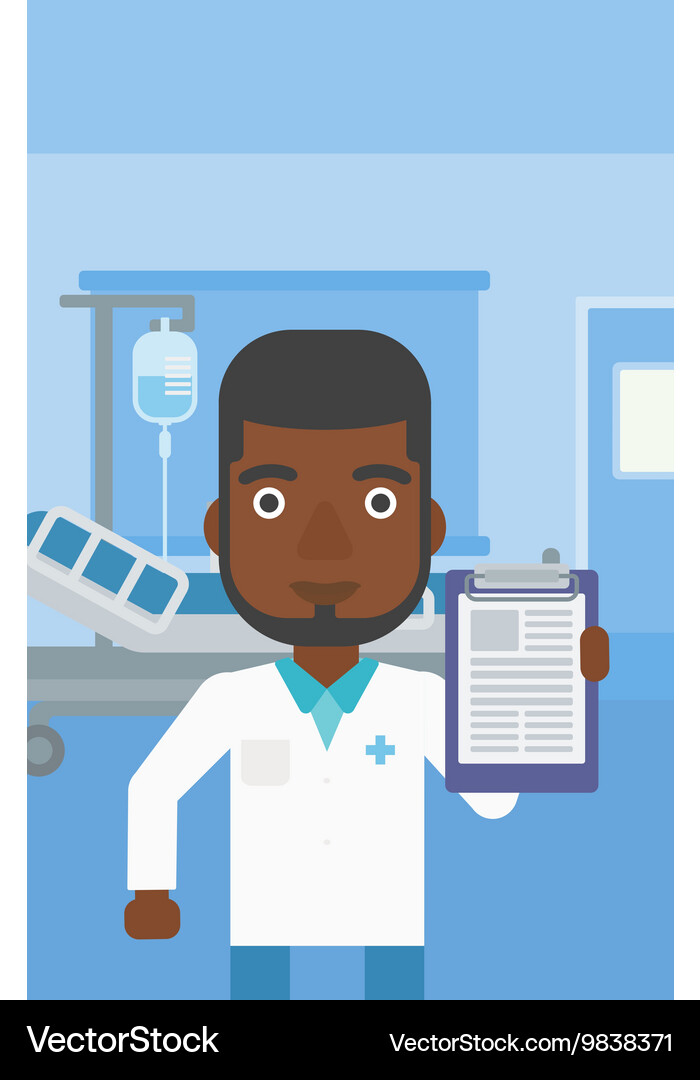 Doctor with clipboard and mri machine Royalty Free Vector