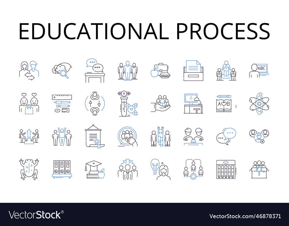 Educational process line icons collection Vector Image