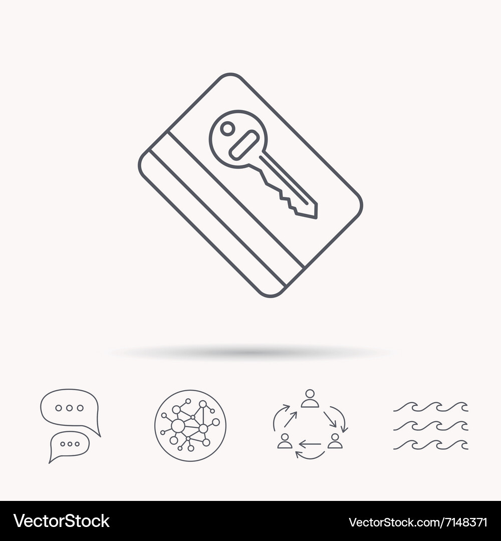 Electronic key icon hotel room card sign Vector Image