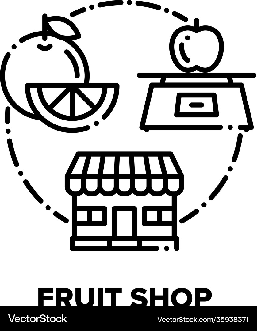 Fruit shop food concept black Royalty Free Vector Image