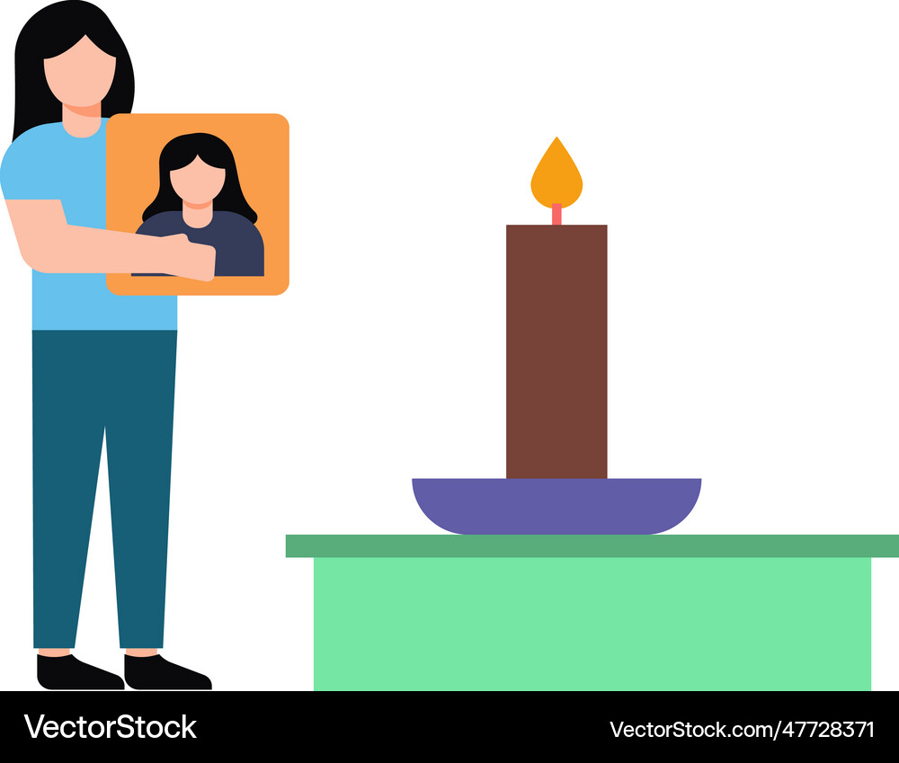 Girl is lighting a candle Royalty Free Vector Image