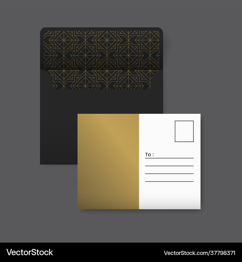 Golden and white postcard with a geometric Vector Image