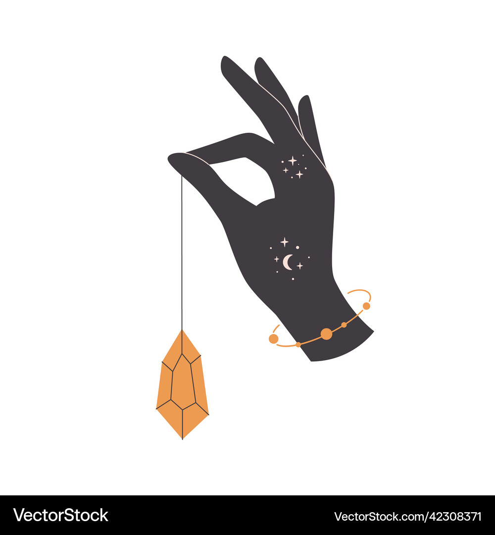 Hand with celestial mystical symbols mystical Vector Image