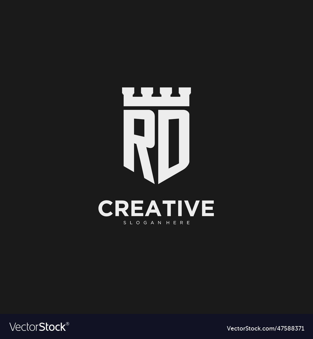Initials rd logo monogram with shield Royalty Free Vector