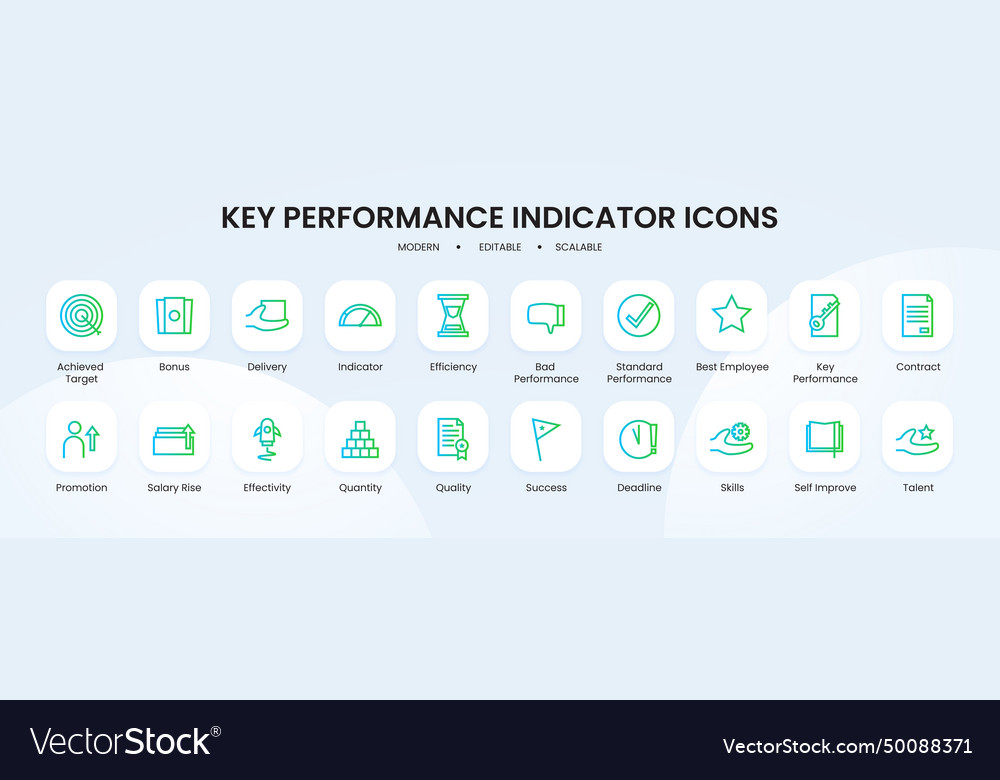 Key performance indicator icon collection Vector Image