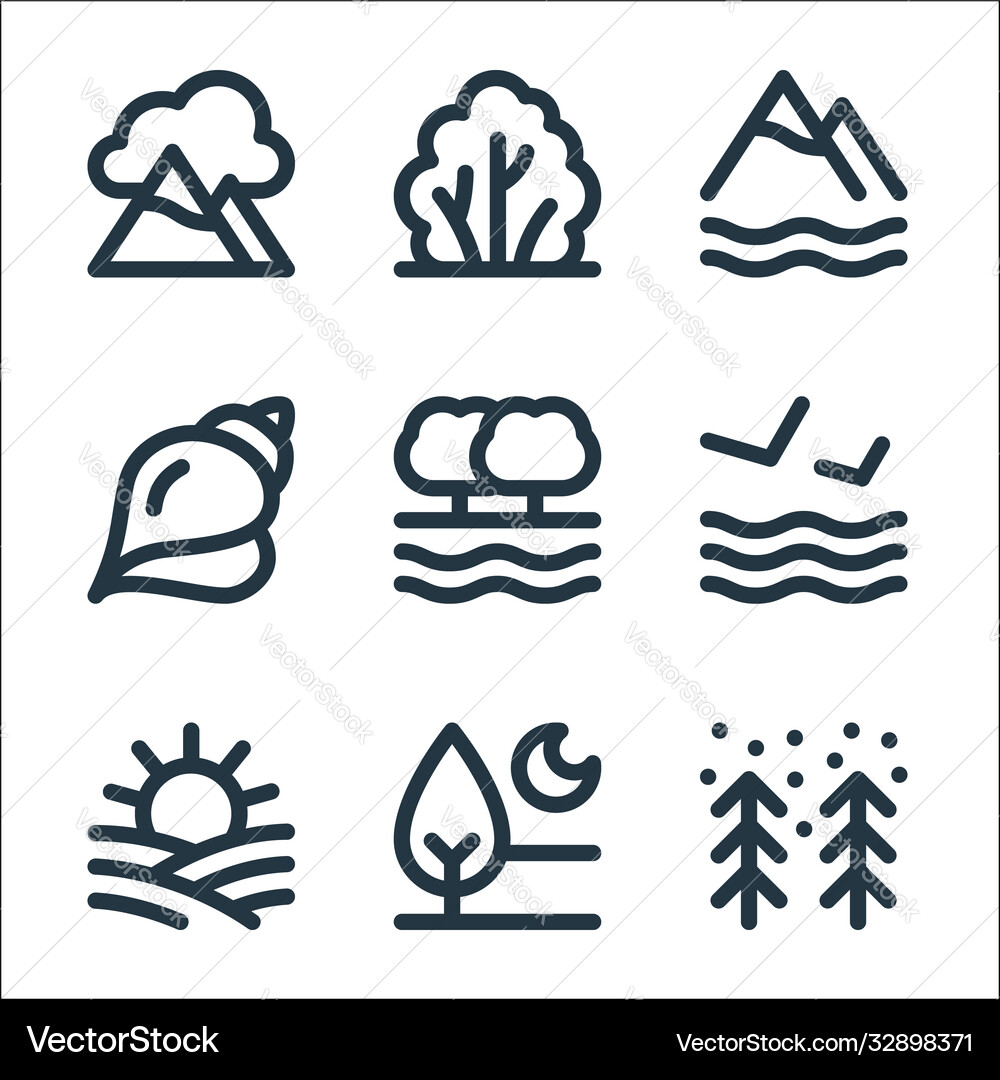Nature line icons linear set quality line set Vector Image
