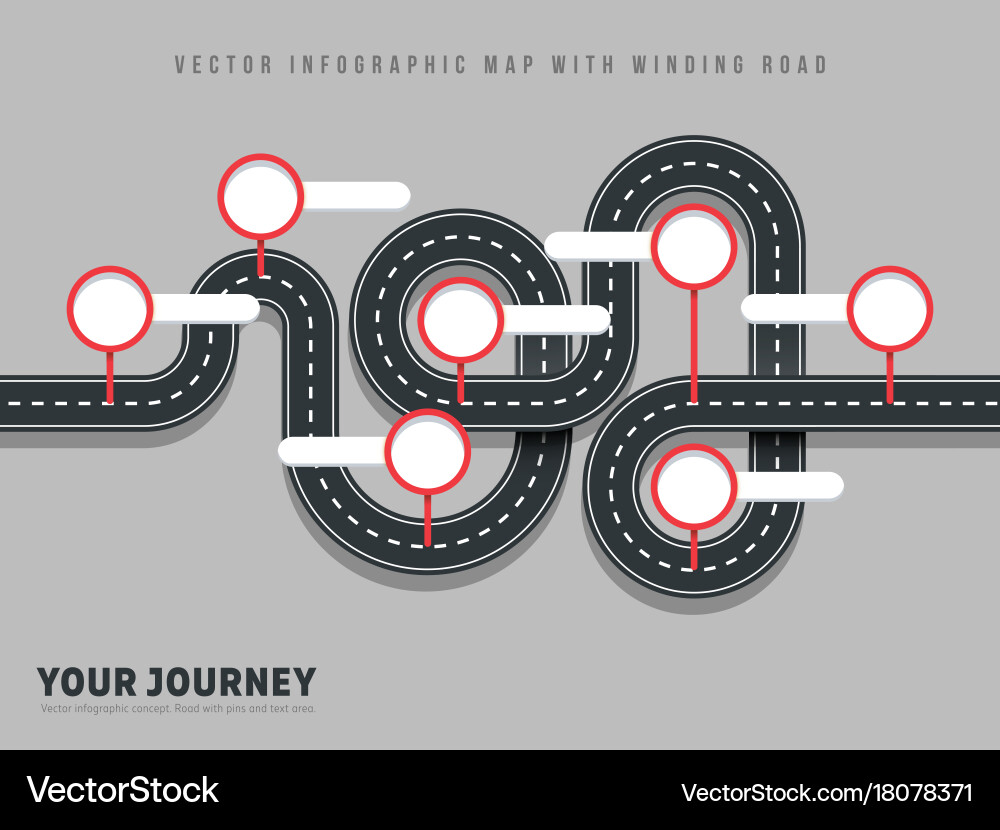 Navigation winding road way map infographic Vector Image