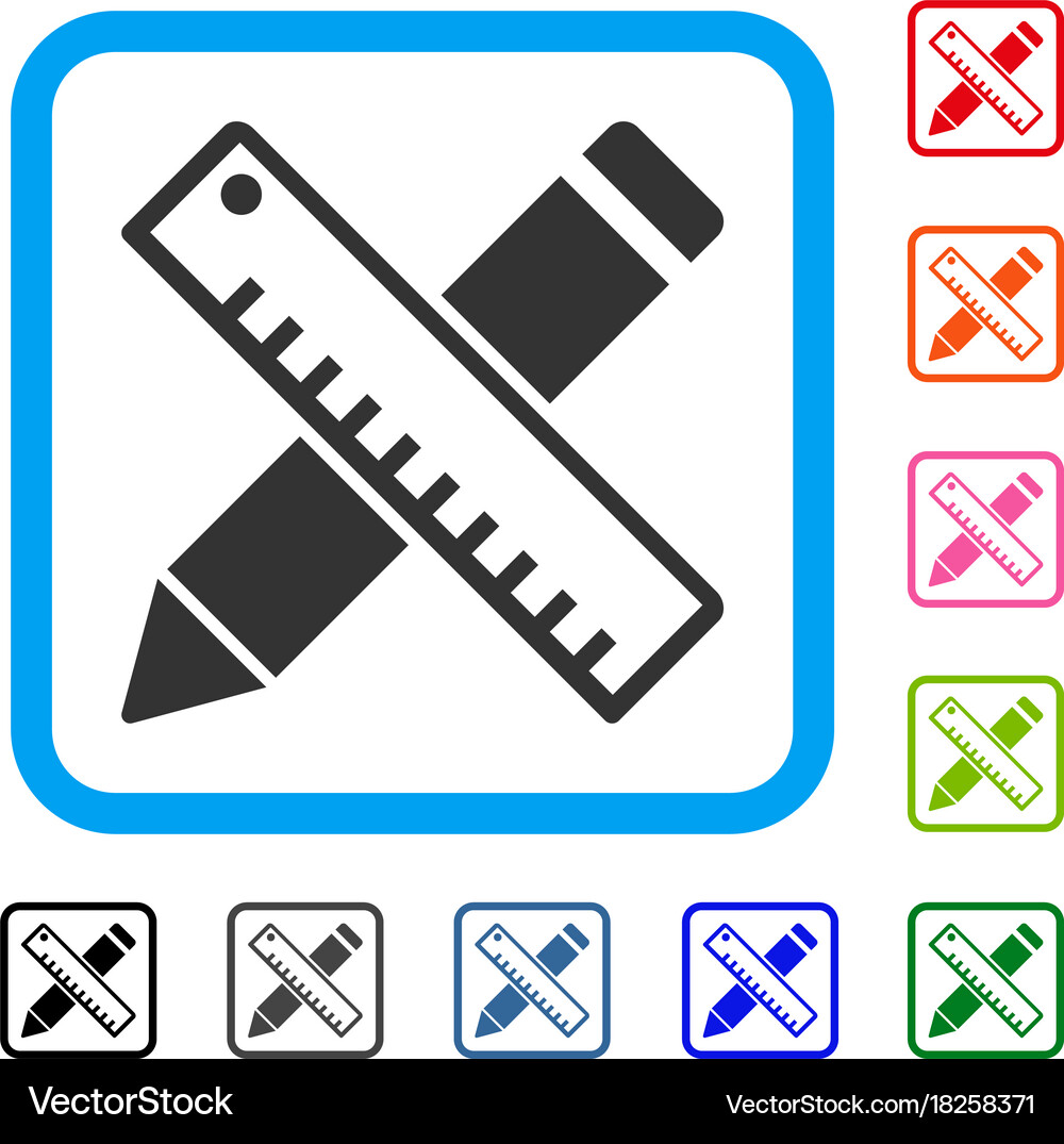 Pen and ruler design tools framed icon Royalty Free Vector