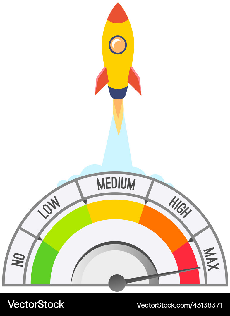 Rocket takes off into sky at high jet speed Vector Image