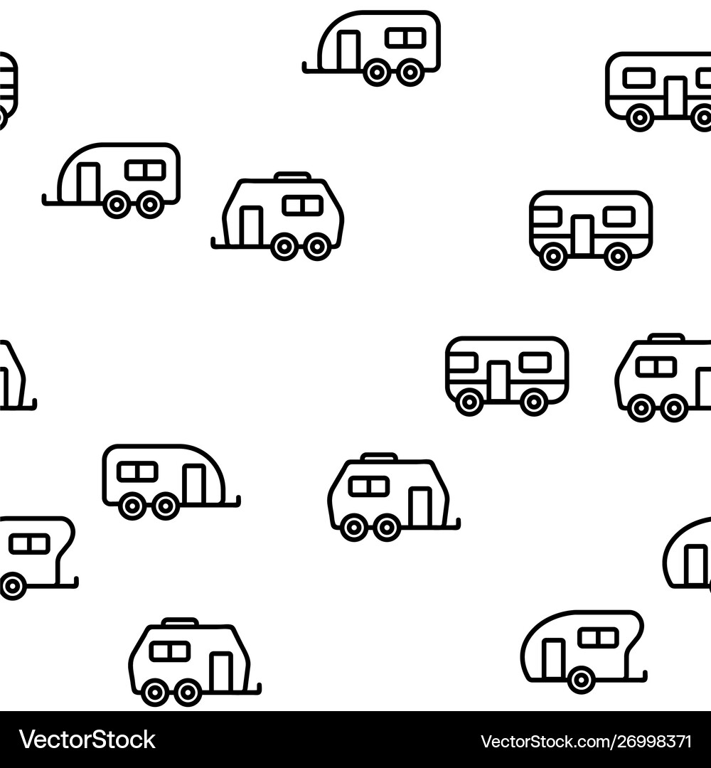 Rv camper cars vehicle seamless pattern Royalty Free Vector