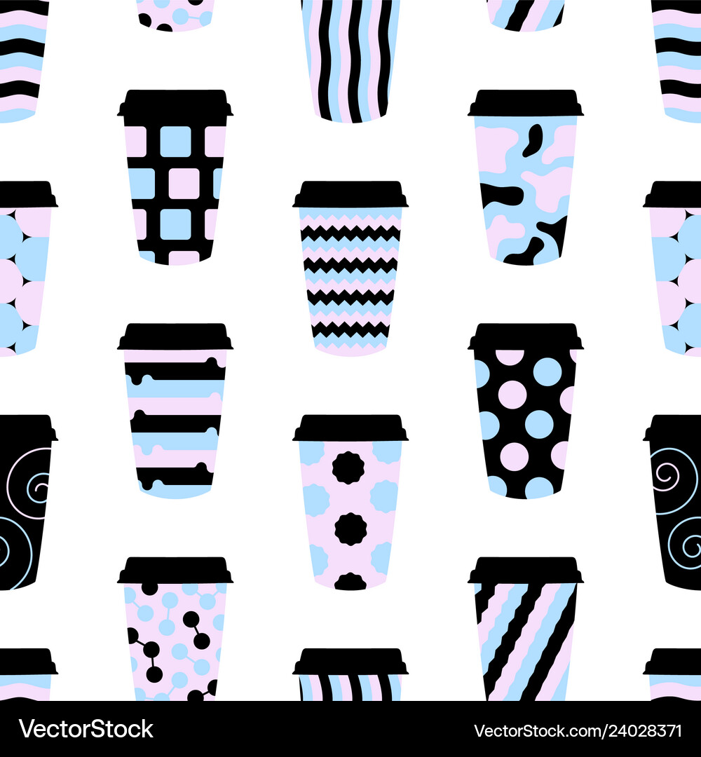 Seamless pattern of paper texture cups for coffee Vector Image
