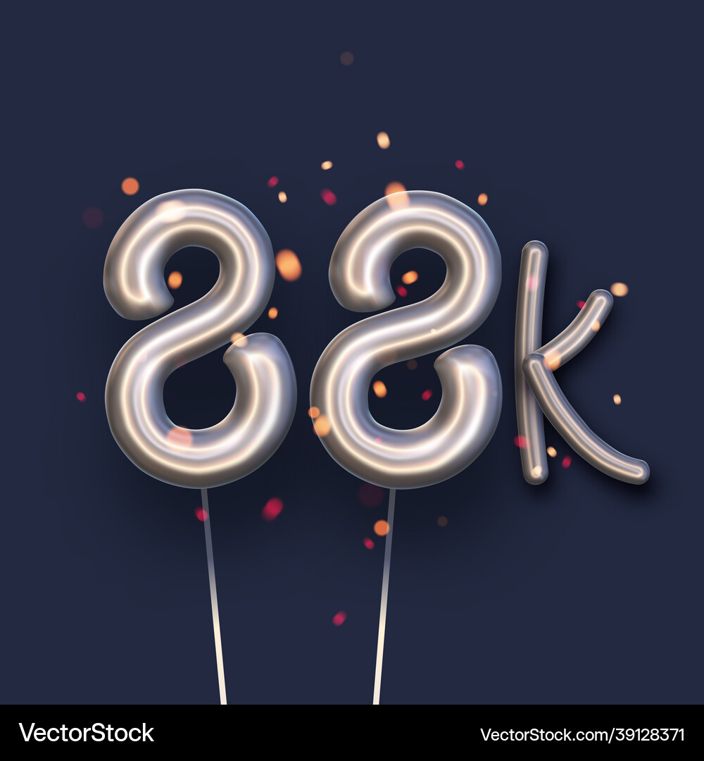 Silver balloon 88k sign on dark blue background Vector Image