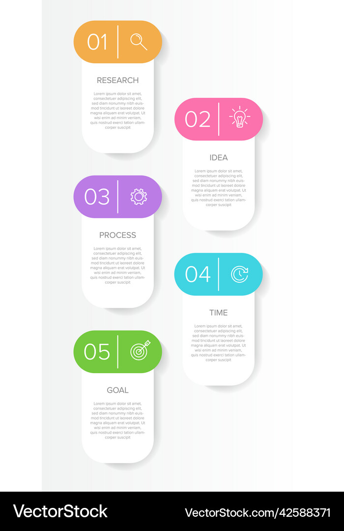 Vertical infographic design with icons and 5 Vector Image