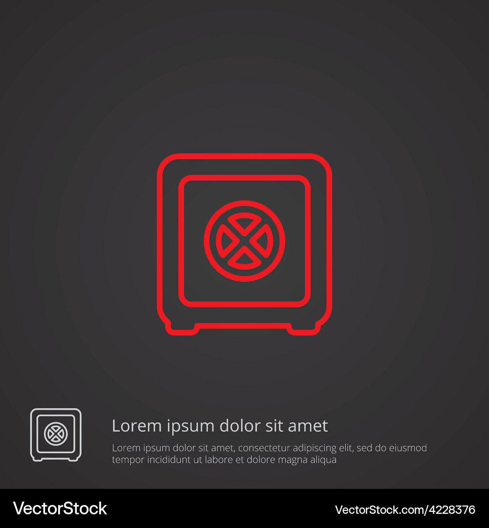 Bank safe outline symbol red on dark background Vector Image