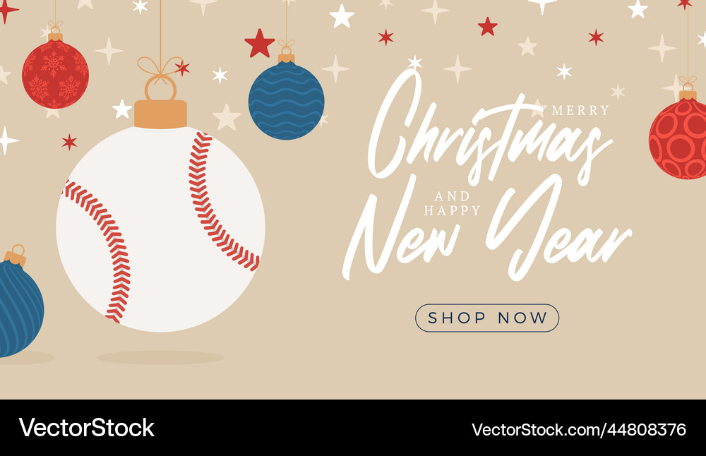 Baseball christmas greeting card merry Royalty Free Vector
