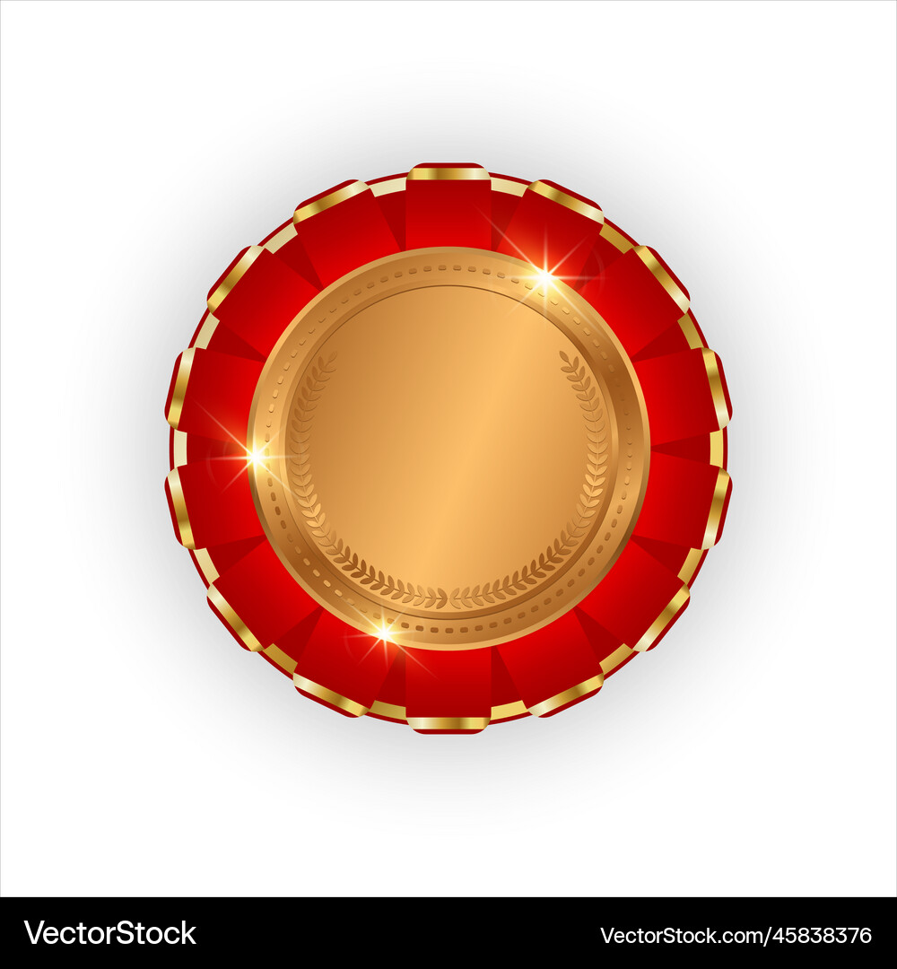 Bronze award for 3rd place with red ribbon Vector Image