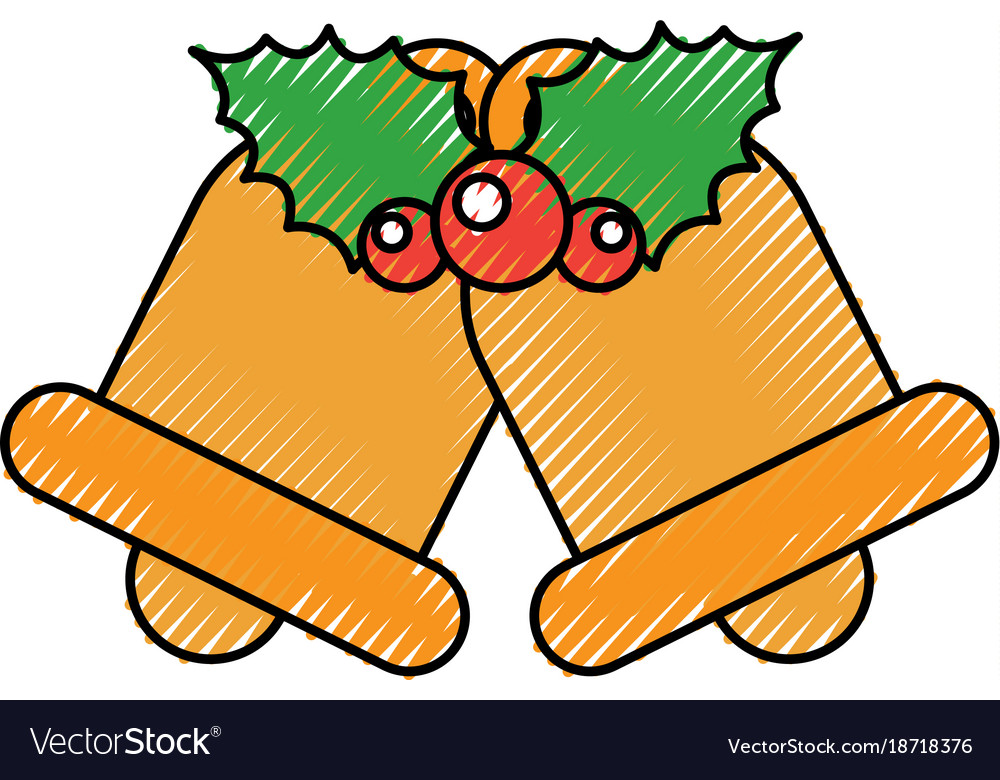 Christmas bells with leaf holly berry decoration Vector Image