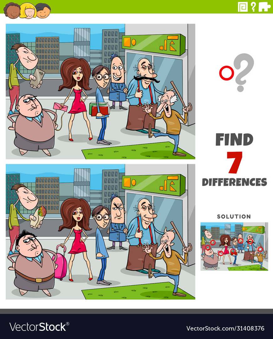 Differences educational task with cartoon people Vector Image