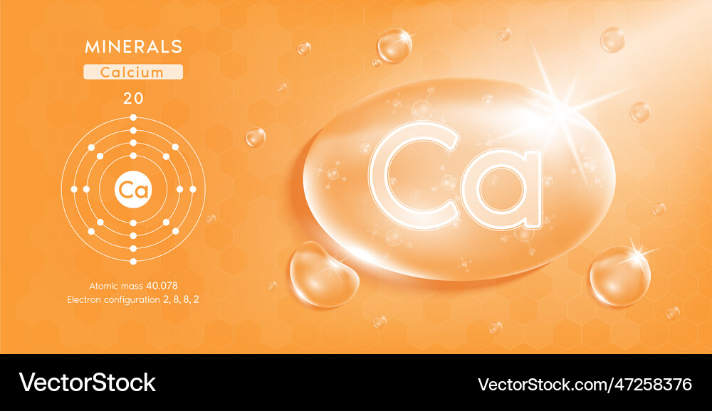 Drop water minerals calcium orange Royalty Free Vector Image