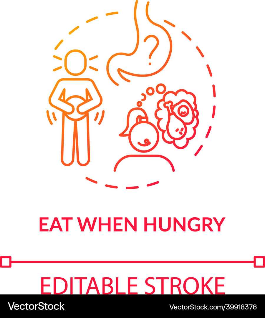 Eat when hungry concept icon conscious nutrition Vector Image