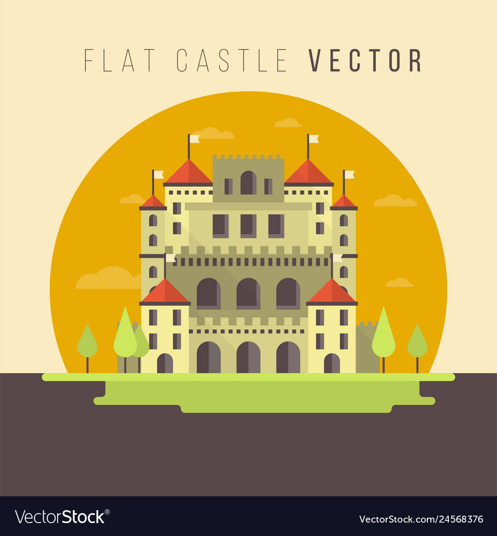 Flat castle Royalty Free Vector Image - VectorStock