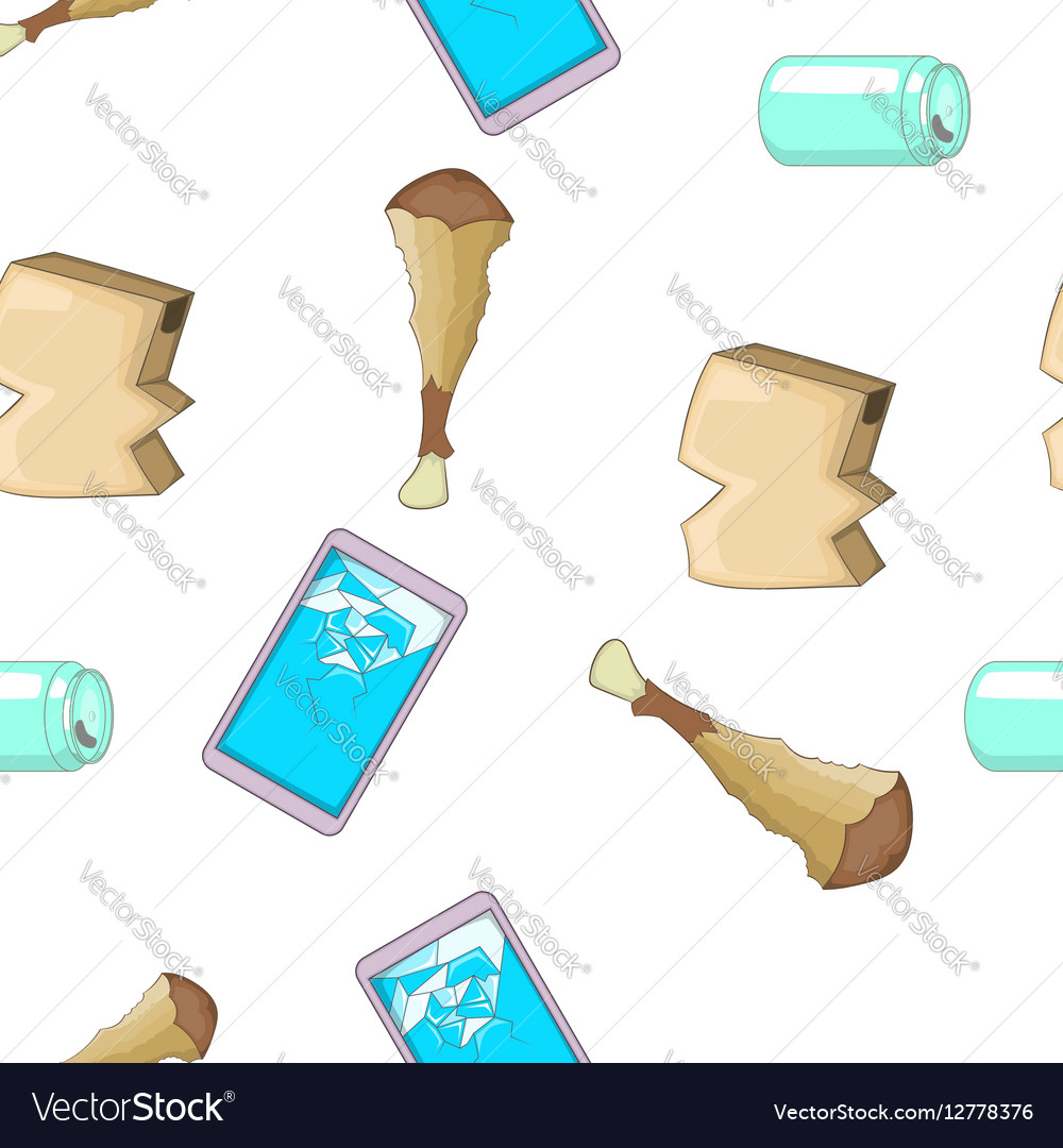 Garbage pattern cartoon style Royalty Free Vector Image