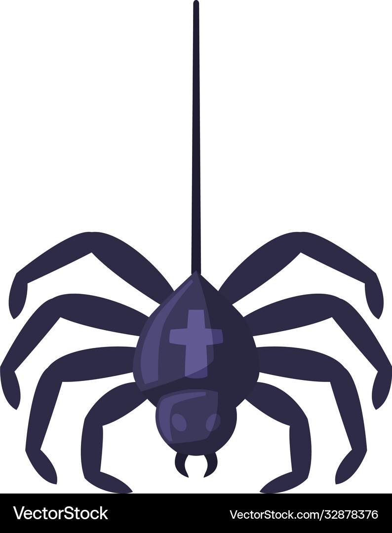 Hanging spider happy halloween object cartoon Vector Image