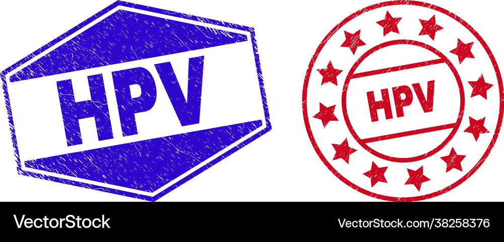 Hpv distress stamp seals in round and hexagonal Vector Image