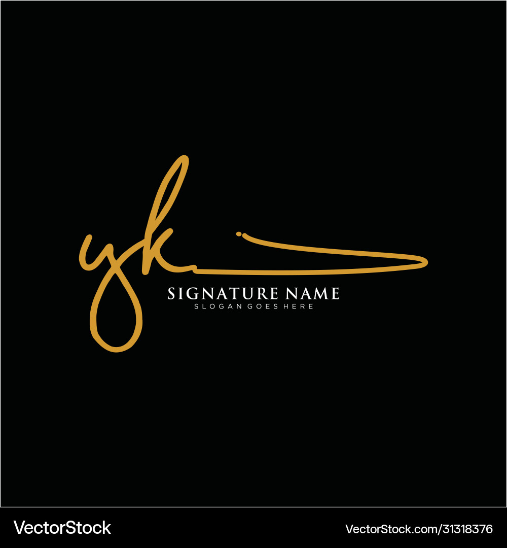 Letter yk signature logo template Royalty Free Vector Image