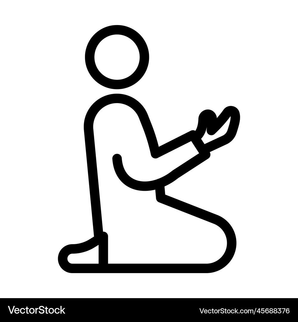 Offering prayer thick line icon Royalty Free Vector Image