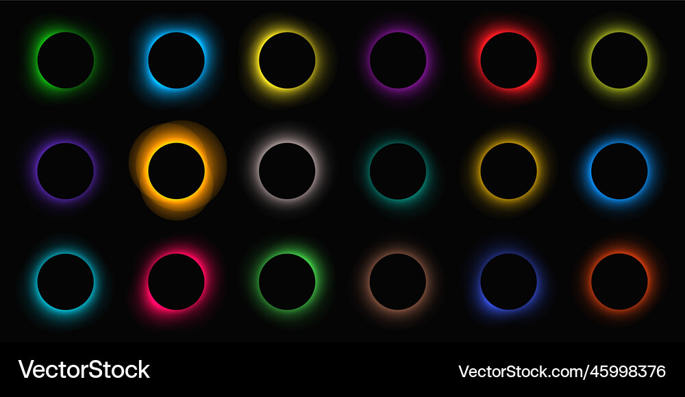 Set of circle illuminate light frames with color Vector Image