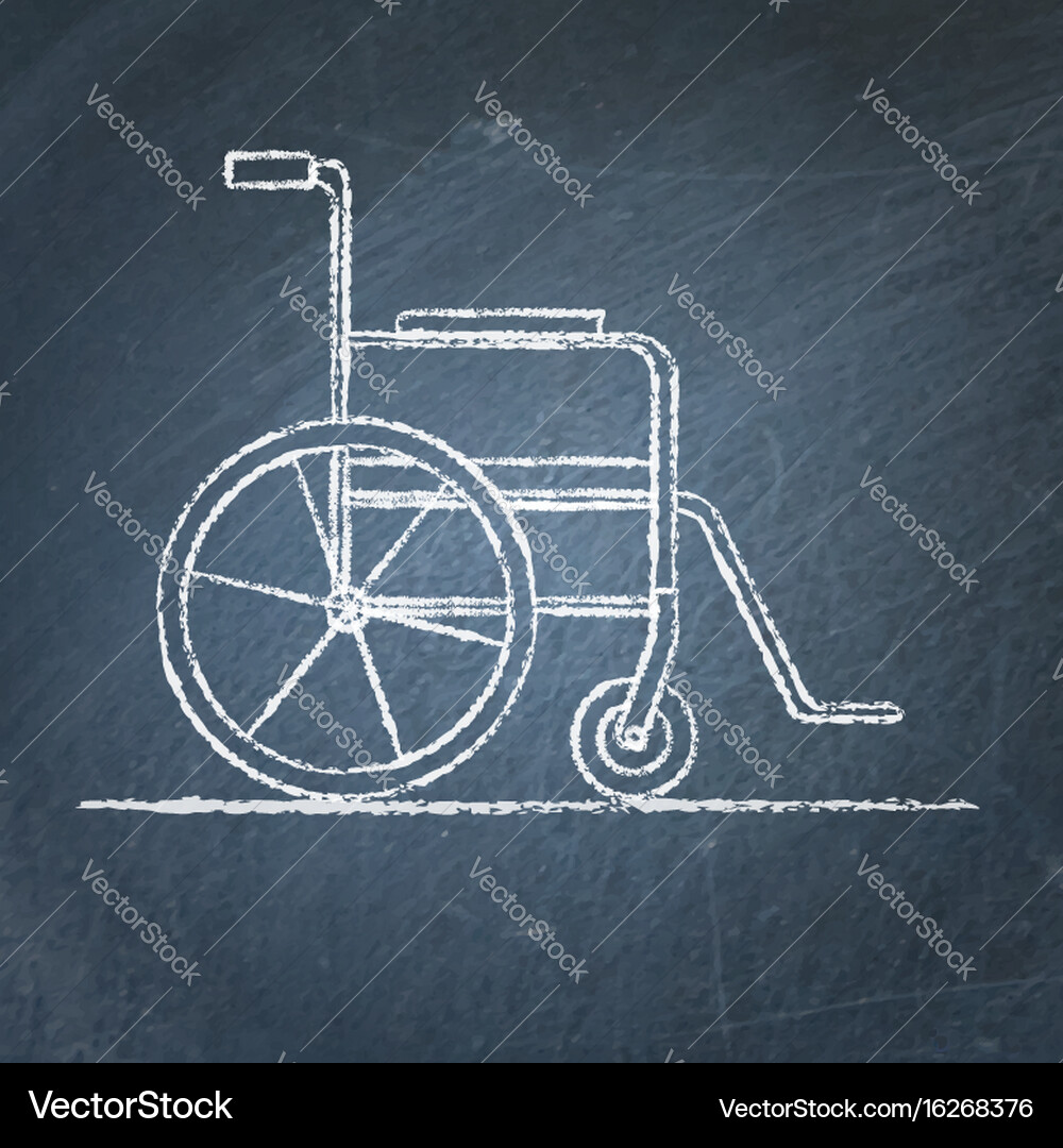Wheelchair sketch on chalkboard Royalty Free Vector Image
