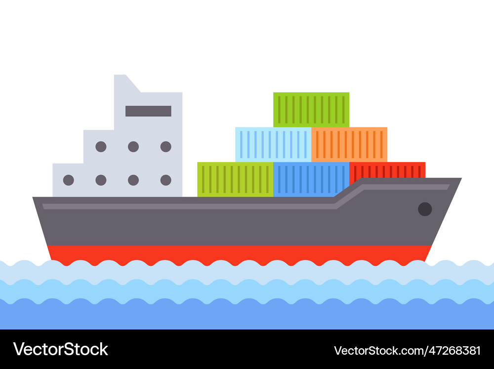 A large ship transports cargo by sea Royalty Free Vector