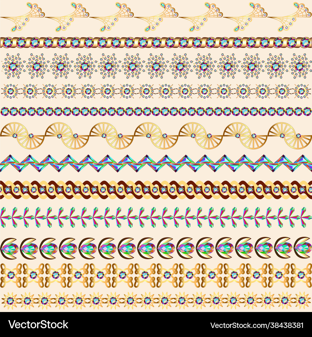 A set vintage designs gold and precious Royalty Free Vector