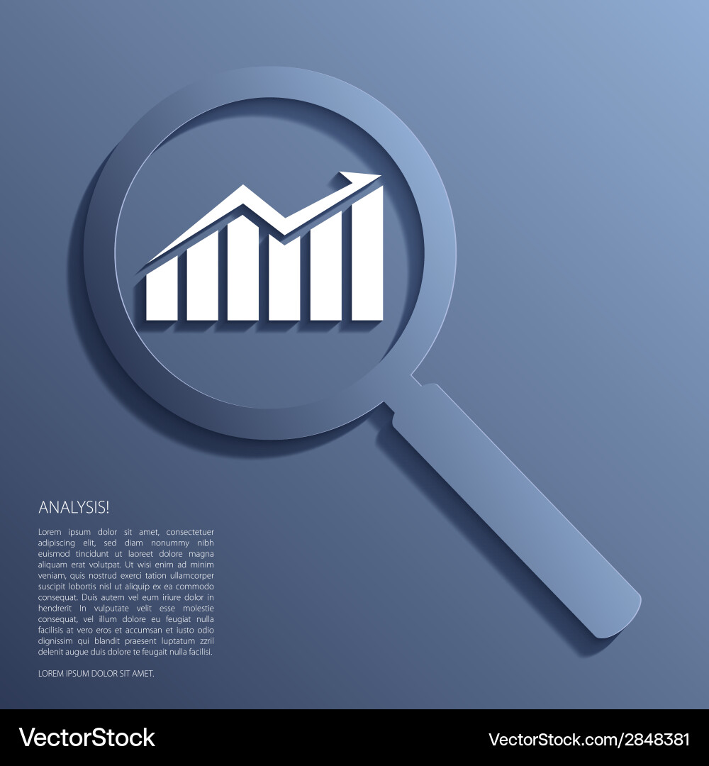 Analysis magnifying glass with icon Royalty Free Vector